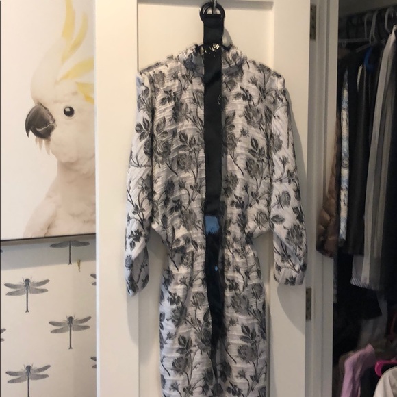 Vintage | Dresses | Vintage Silver Metallic Rose Print Midi Dress ...